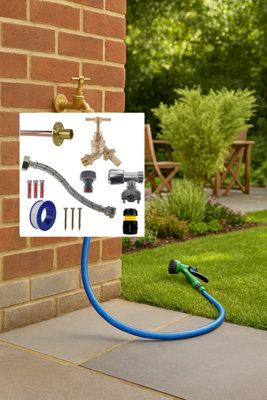 OUTDOOR TAP INSTALLATION KIT WITH SELF-CUTTING VALVE, BRASS BIB TAP ...