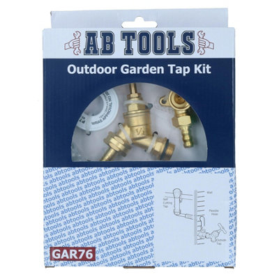 Outdoor Tap Kit Brass Self Cut Tap Hose Pipe Garden Water Fittings Wall ...