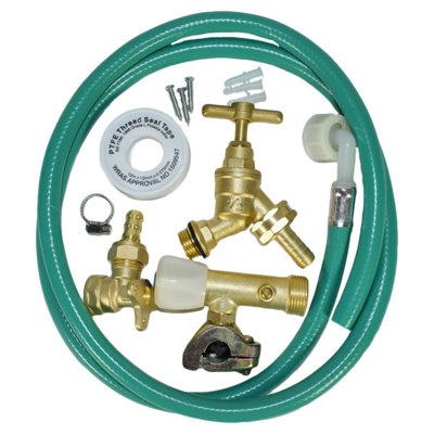 Outdoor Tap Kit Brass Self Cut Tap Hose Pipe Garden Water Fittings Wall ...