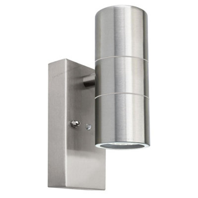 Outdoor Up Down Wall Light Dusk Till Dawn Sensor Stainless Steel Finish ...