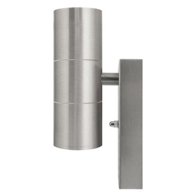 Outdoor Up Down Wall Light Dusk Till Dawn Sensor Stainless Steel Finish ...