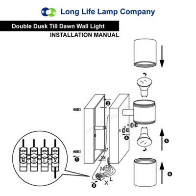 Outdoor Up Down Wall Light Dusk Till Dawn Sensor Stainless Steel Finish ...