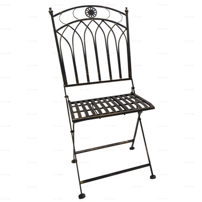 Outdoor Vintage Bistro Set, 2 Folding Chairs and Round Table - Ornate ...