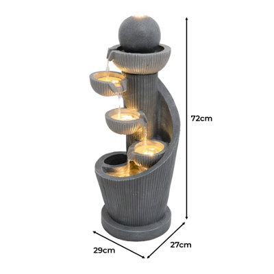 Outdoor Water Feature Garden Fountain LED Plug-In Pump Spiral Springs
