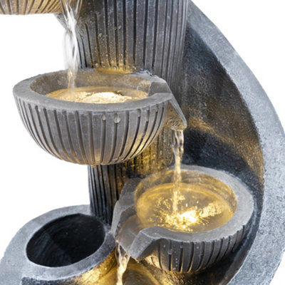Outdoor Water Feature Garden Fountain LED Plug-In Pump Spiral Springs