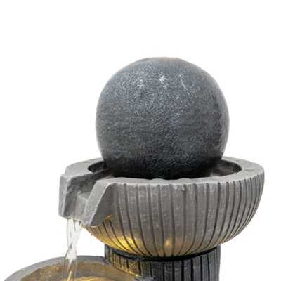 Outdoor Water Feature Garden Fountain LED Plug-In Pump Spiral Springs