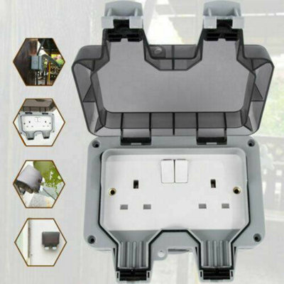 OUTDOOR WEATHERPROOF DOUBLE SWITCHED SOCKET 13A IP66