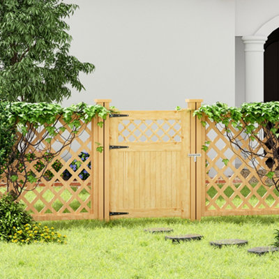 Outdoor Wooden Garden Gate Patio Gate Fence Security Barrier Yard ...