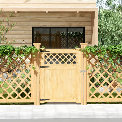Outdoor Wooden Garden Gate Patio Gate Fence Security Barrier Yard ...