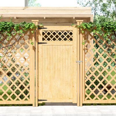 Outdoor Wooden Yard Entrance Way Garden Gate Patio Locable Door Gate ...