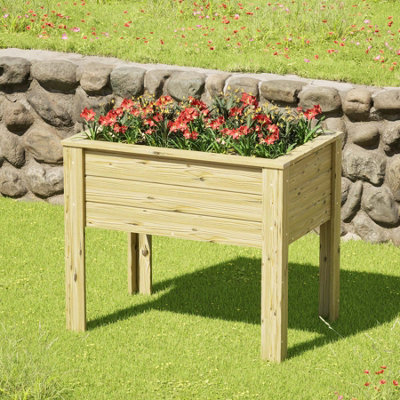 OutdoorGardens 1m Wooden Raised Deep Planter