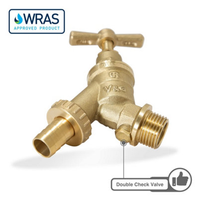 Outside Tap 1/2" Hose Pipe Bibtap WRAS Approved Double Check Outdoor Garden