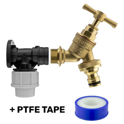 outside tap kit,20mm mdpe wallplate/elbow backplate+ bib tap+ptfe tape,brass garden tap for hose
