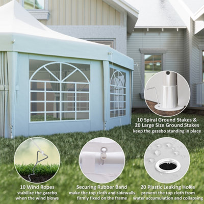 Outsunny 10 Sides Heavy Duty Tent Gazebo Outdoor Party Wedding Event ...