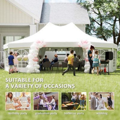 Outsunny 10 Sides Heavy Duty Tent Gazebo Outdoor Party Wedding Event ...
