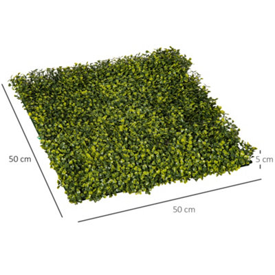 Outsunny 12PCS Artificial Boxwood Panel 50cm x 50cm Faux Hedge Greenery Backdrop