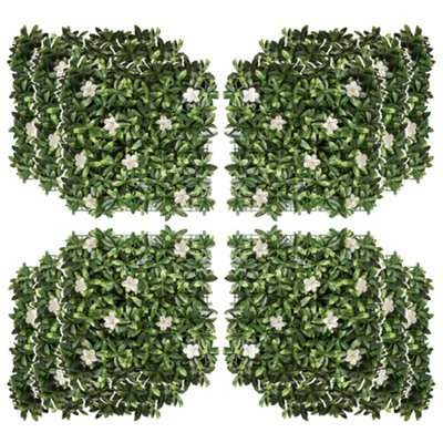 Outsunny 12PCS Artificial Boxwood Panel Faux Rhododendron Greenery Backdrop