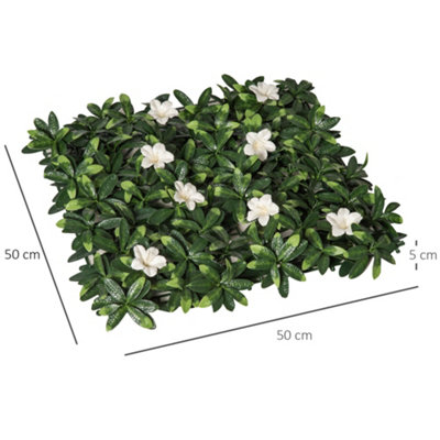 Outsunny 12PCS Artificial Boxwood Panel Faux Rhododendron Greenery Backdrop