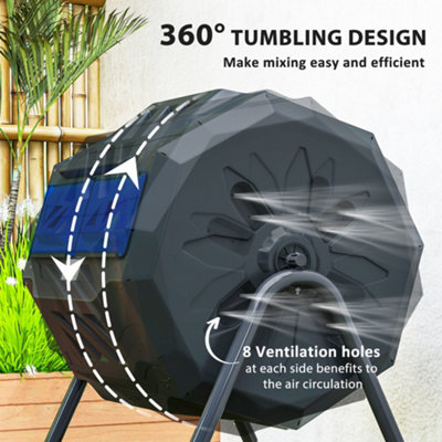 Outsunny 160L Outdoor Tumbling Compost Bin with Dual Chamber, Blue