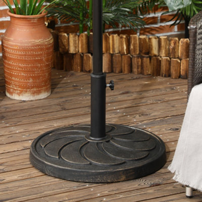 Outsunny 18kg Round Resin Garden Parasol Base for Poles of 38mm-48mm ...