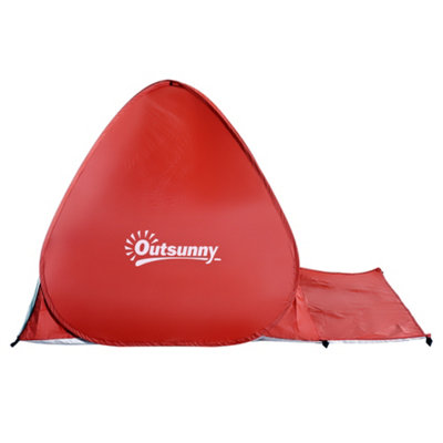 Outsunny 2-3 Person Pop up Tent Instant Camping Tent Sun Shade Shelter, Red