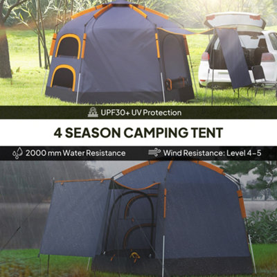 Outsunny 2-4 Person Tent, Instant Pop Up Camping Tent, Dark Grey