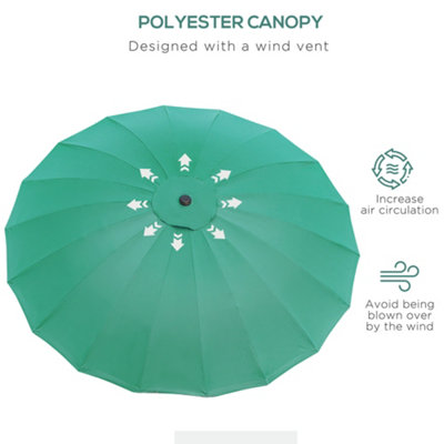 Outsunny 2.5m Round Curved Adjustable Parasol Sun Umbrella Metal Pole Green