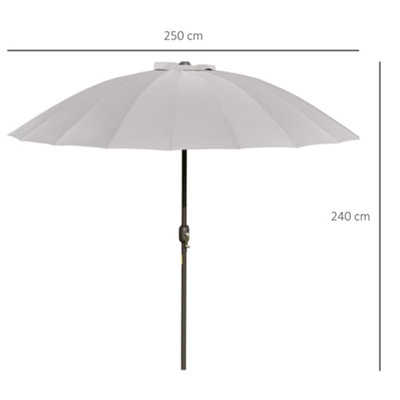 Outsunny 2.5m Round Curved Adjustable Parasol Sun Umbrella Metal Pole Grey
