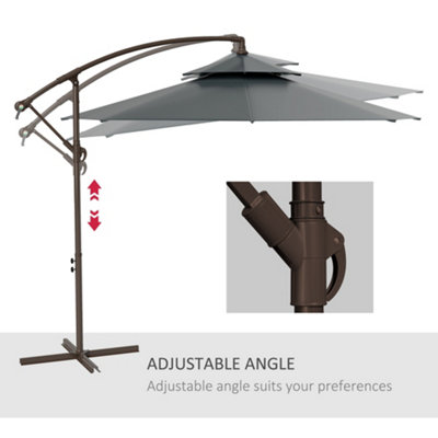 Outsunny 2.7m Cantilever Banana Parasol Outdoor Sun Shade w/ Crank ...