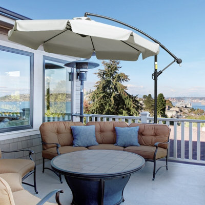 Outsunny 2.7m Garden Cantilever Banana Parasol Sun Shade w/ Crank ...