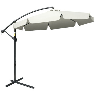 Outsunny 2.7m Garden Cantilever Banana Parasol Sun Shade w/ Crank ...
