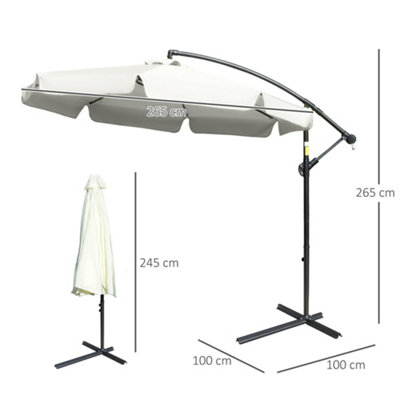 Outsunny 2.7m Garden Cantilever Banana Parasol Sun Shade w/ Crank ...