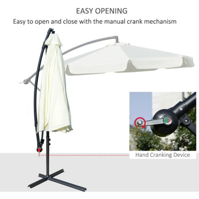 Outsunny 2.7m Garden Cantilever Banana Parasol Sun Shade w/ Crank ...