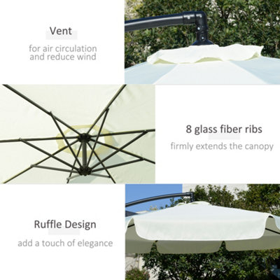 Outsunny 2.7m Garden Cantilever Banana Parasol Sun Shade w/ Crank ...