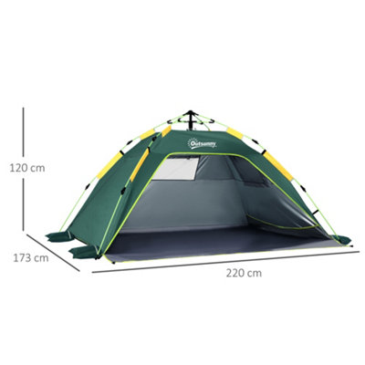 Outsunny 2 Man Pop-up Beach Tent Sun Shade Shelter Hut w/ Windows Door ...