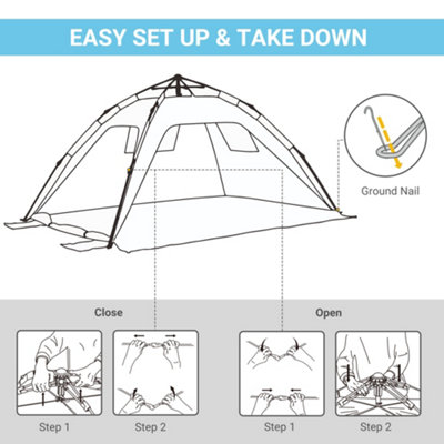 Outsunny 2 Man Pop-up Beach Tent Sun Shade Shelter Hut w/Windows Door ...