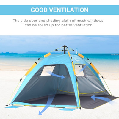 Outsunny 2 Man Pop-up Beach Tent Sun Shade Shelter Hut w/Windows Door ...