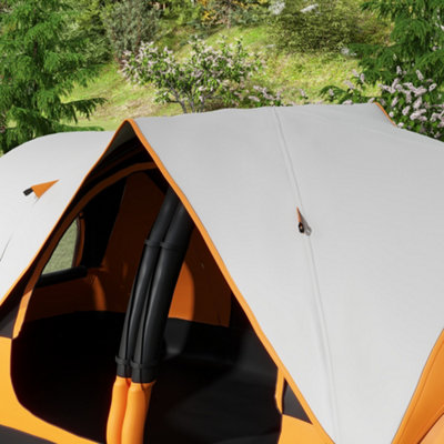 Outsunny 2 Room Camping Tent with Waterproof Rainfly & Screen Panels Orange
