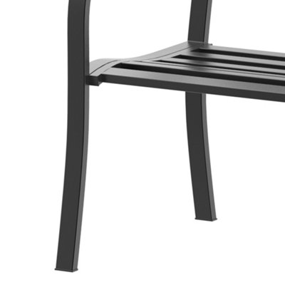 Outsunny 2 Seater Metal Bench Patio Park Loveseat Garden Chair Outdoor ...
