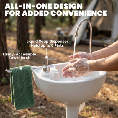Outsunny 24L Portable Portable Hand wash Sink Hand Washing Basin Water ...