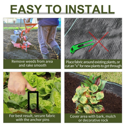 Outsunny 2x50m Weed Barrier Fabric Durable Convenient Design Weed Block Mat