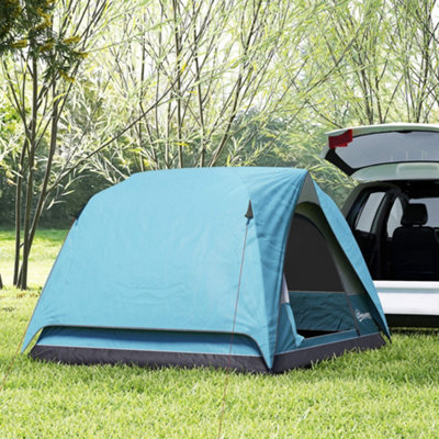 Outsunny 3-4 Person Camping Tent, Waterproof Tent, Navy Blue and Light Blue