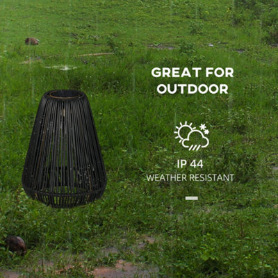 Outsunny 3-Level Adjustable Garden Rattan Solar Lantern, Black
