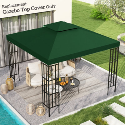 Outsunny 3(m) 2 Tier Garden Gazebo Top Cover Replacement Canopy Roof ...