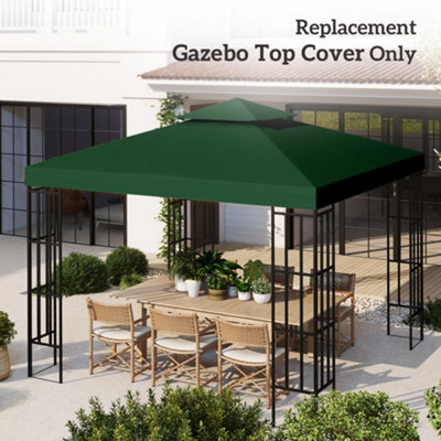 Outsunny 3(m) 2 Tier Garden Gazebo Top Cover Replacement Canopy Roof ...