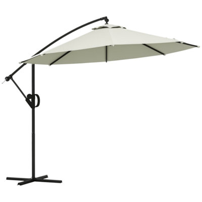 Outsunny 3(m) Cantilever Parasol with Cross Base, Crank Handle, Tilt, Cream