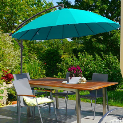 Outsunny 3(m) Cantilever Shanghai Parasol w/ Crank Handle, Cross Base ...