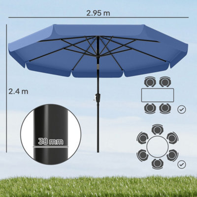 Outsunny 3 m Garden Parasol with Tilt & Crank, UPF30+ Outdoor Table ...