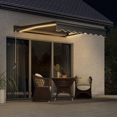 Outsunny 3 x 2.5m Electric Awning with LED Light, Sun Canopies for Patio