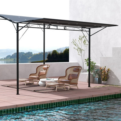 Outsunny 3 x 2.5m Patio Metal Gazebo Pergola Wall Mount Outdoor Shelter ...